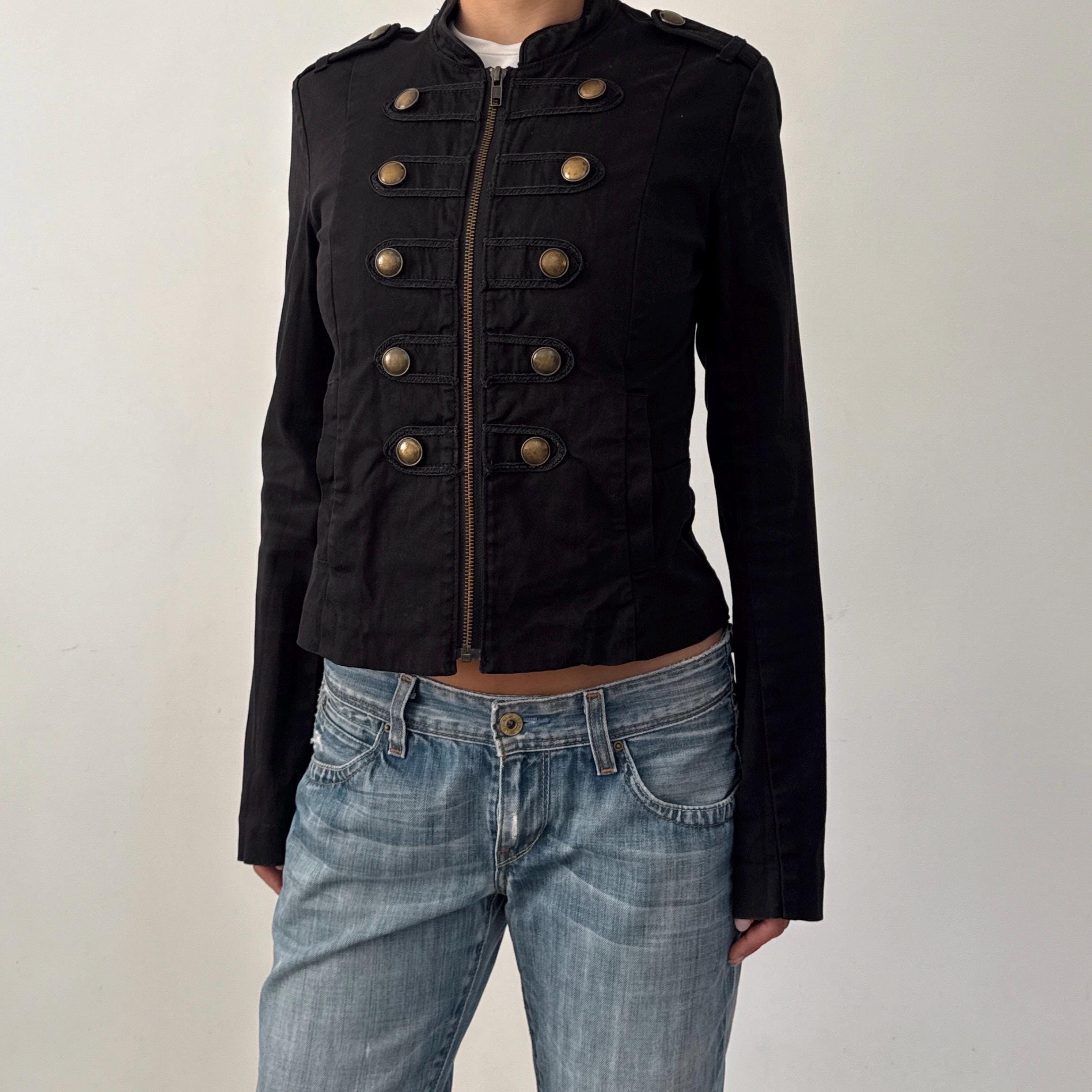 Vintage Black Victorian Brown Buttoned Double Breasted Zip Napoleonic ...