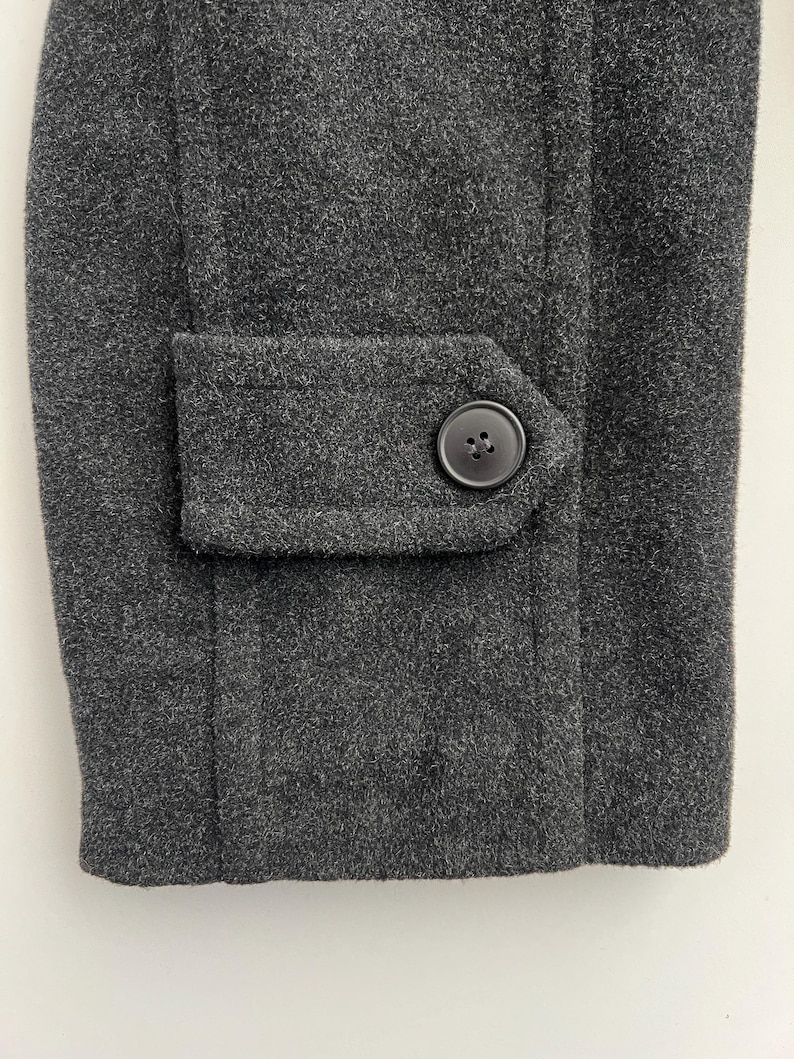 Grey Insulated Vintage Wool Midi Coat Jacket / Oversize Warm Inner Down ...