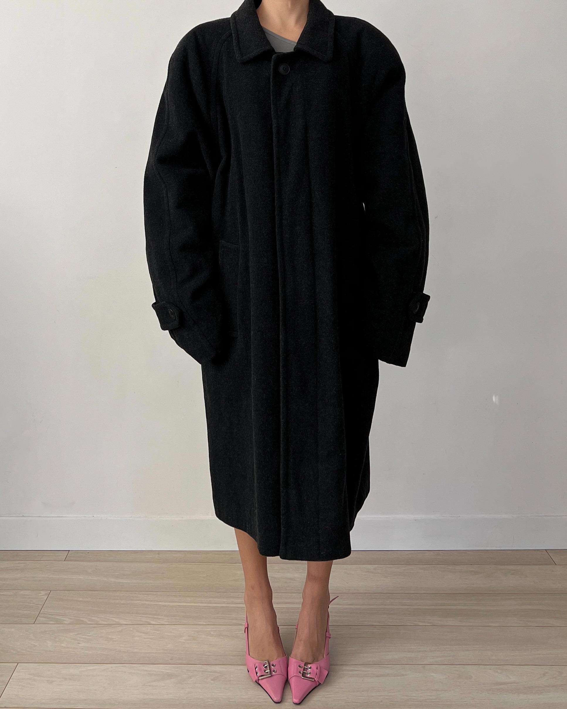 Grey Insulated Vintage Wool Midi Coat Jacket / Oversize Warm Inner Down ...