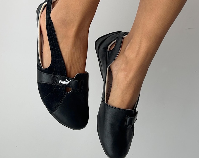Puma Speed Princess Espera Leather Suede Black Sporty Ballet Flats US 6 ...