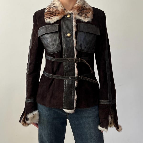 Fluffy Leather Jacket - Etsy