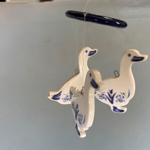 Vintage Ceramic Wind Chime Blue and White Ducks - Etsy