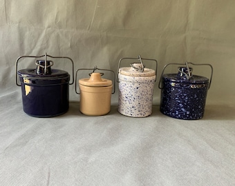 Vintage Stoneware Cheese Crock W/bail Lock/clamp Lid, Glazed Pottery ...