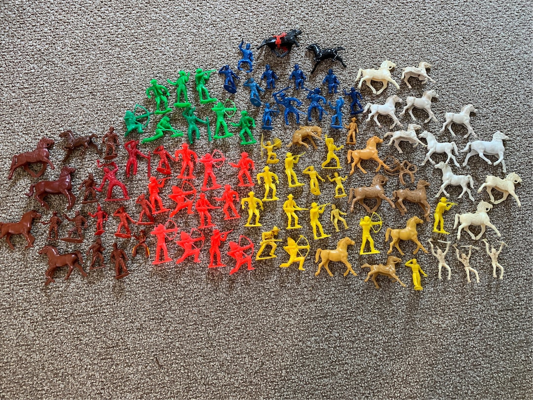 Large Lot of 90 Horses and Men - Old West Theme - Tim-mee and MPC Toys ...