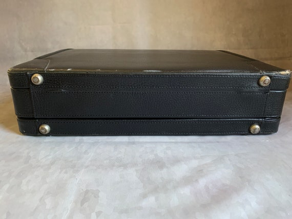 Expanding briefcase - textured black exterior - 1990s - Gem