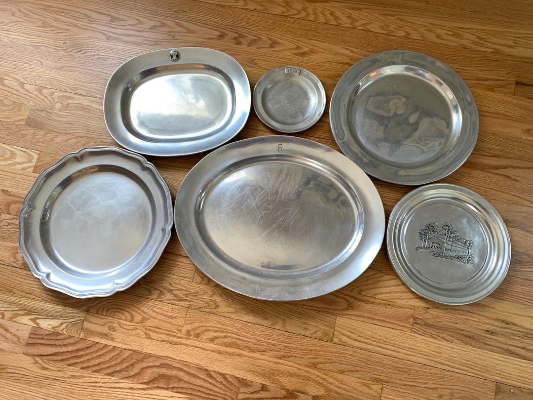 Large Collection of Pewter Items - Set of 6 Platters and Plates - Etsy
