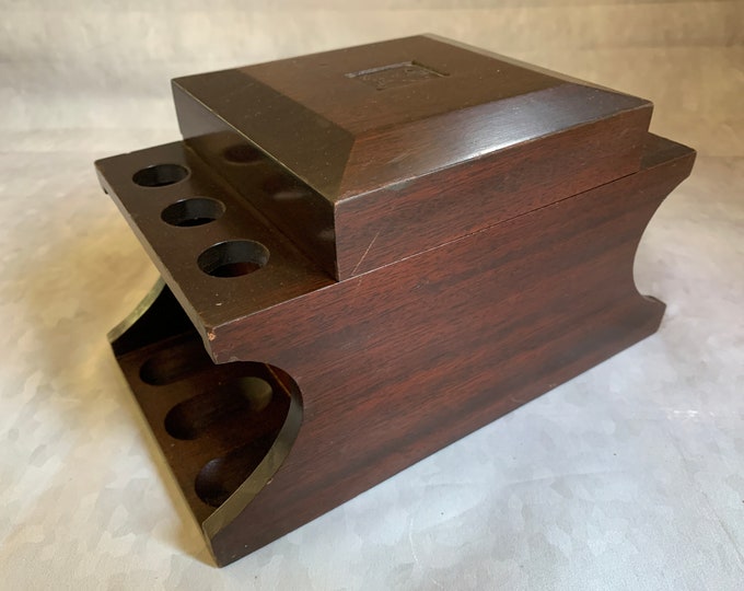 Vintage Pipe Stand With Humidor Space for 6 Pipes All Wood Beautiful ...
