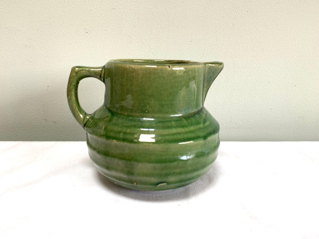 Early 1900s Ceramic Pitcher by Mccoy - Beautiful Moss Green - Etsy