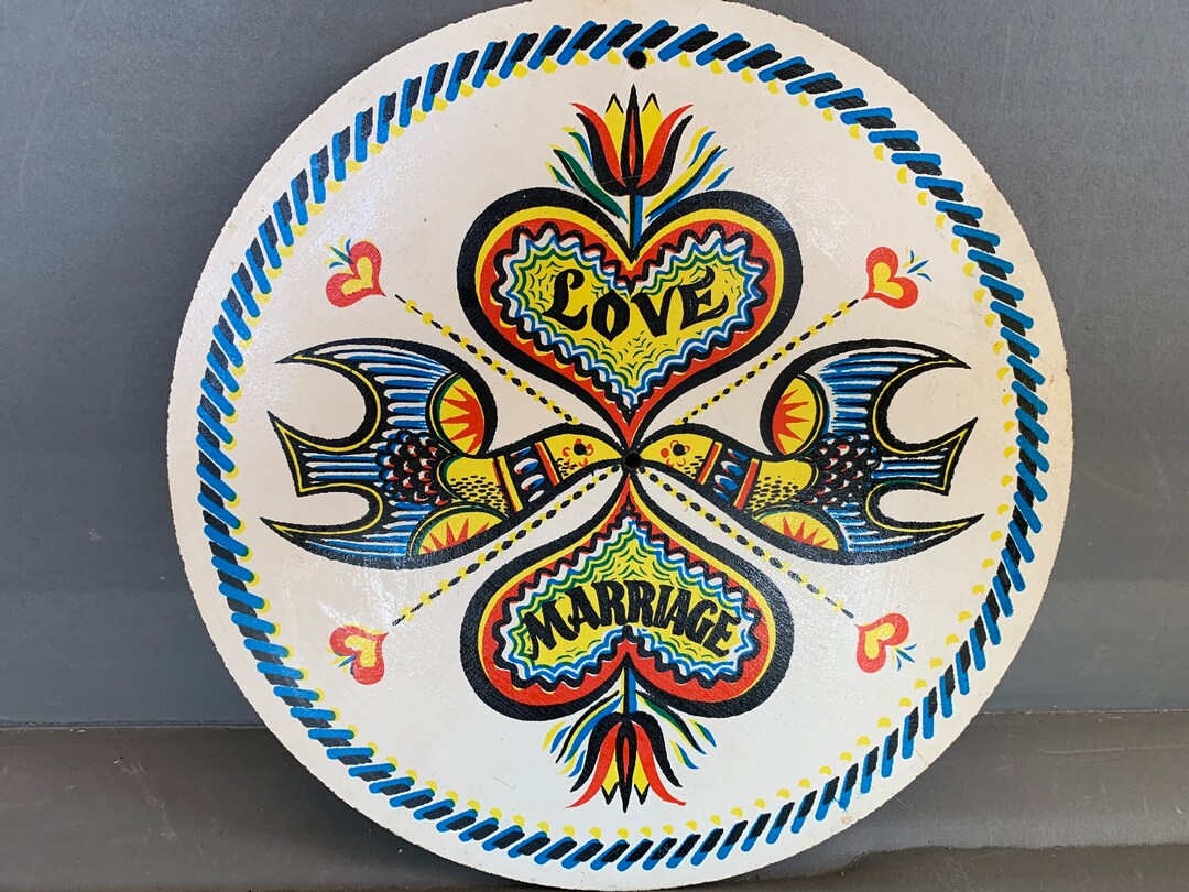 Vintage Hex Sign Love and Marriage With Birds, Hearts and Tulips - Etsy