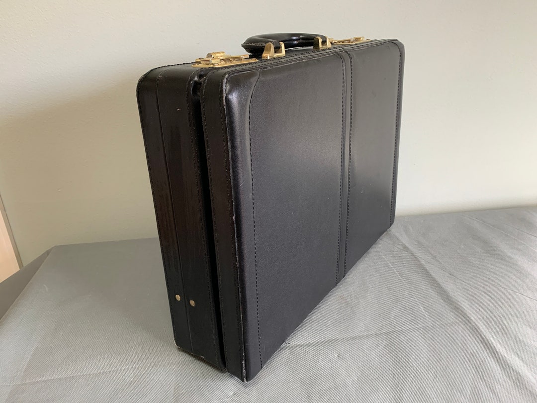 Expandable Briefcase With a Roomy Interior - Black Exterior - Gold ...