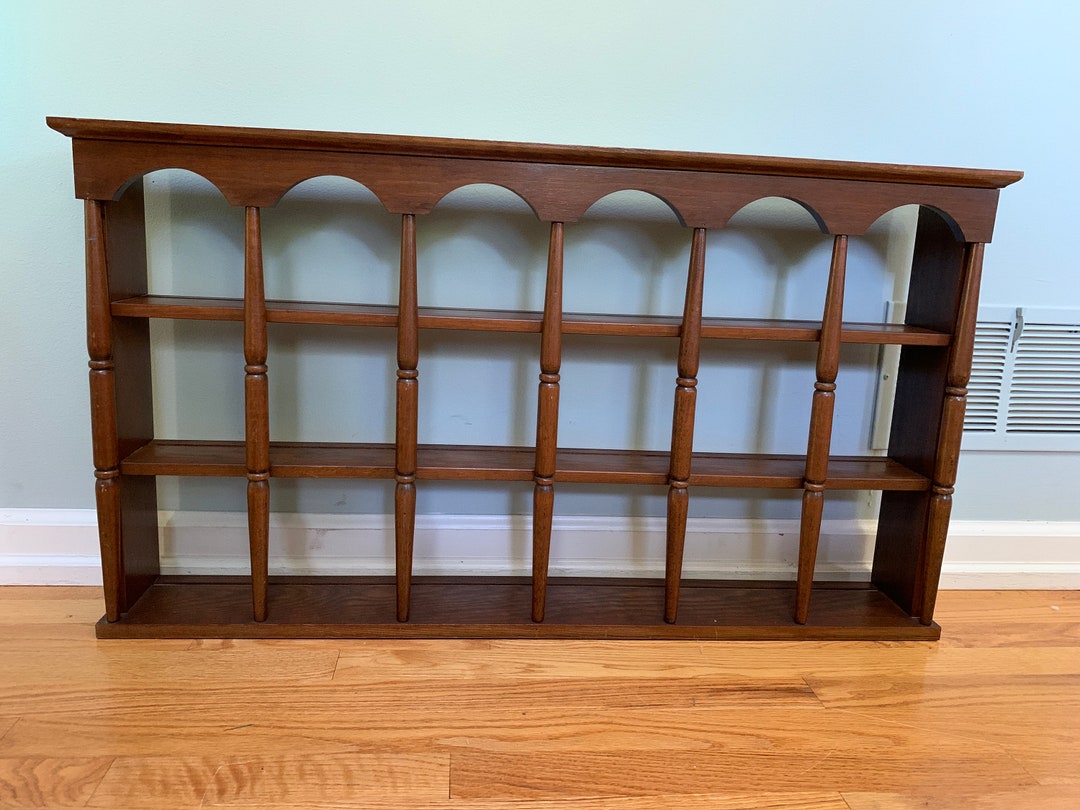 Large Vintage Shelf With Plate Grooves All Wood Space for - Etsy