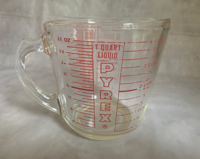 Pyrex 4 Cup Measuring Cup - Heavy Glass - Closed Handle - With Cups and ...