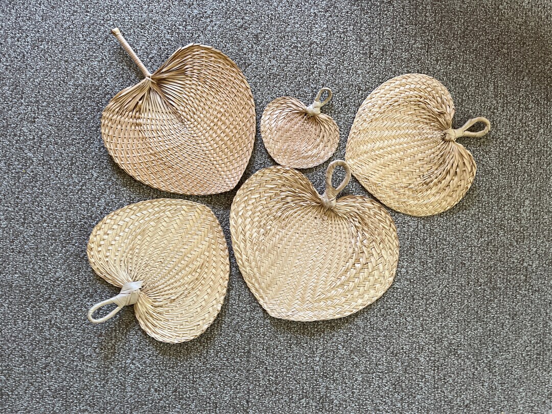 Set of 5 Woven Straw Fans Great as a Wall Display - Etsy