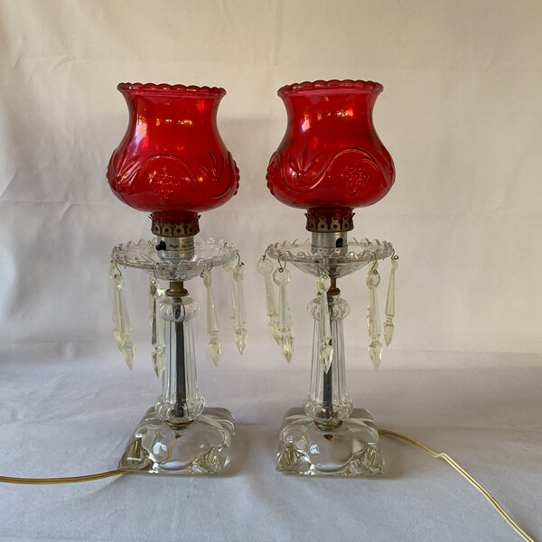 Cranberry Glass Lamp - Etsy
