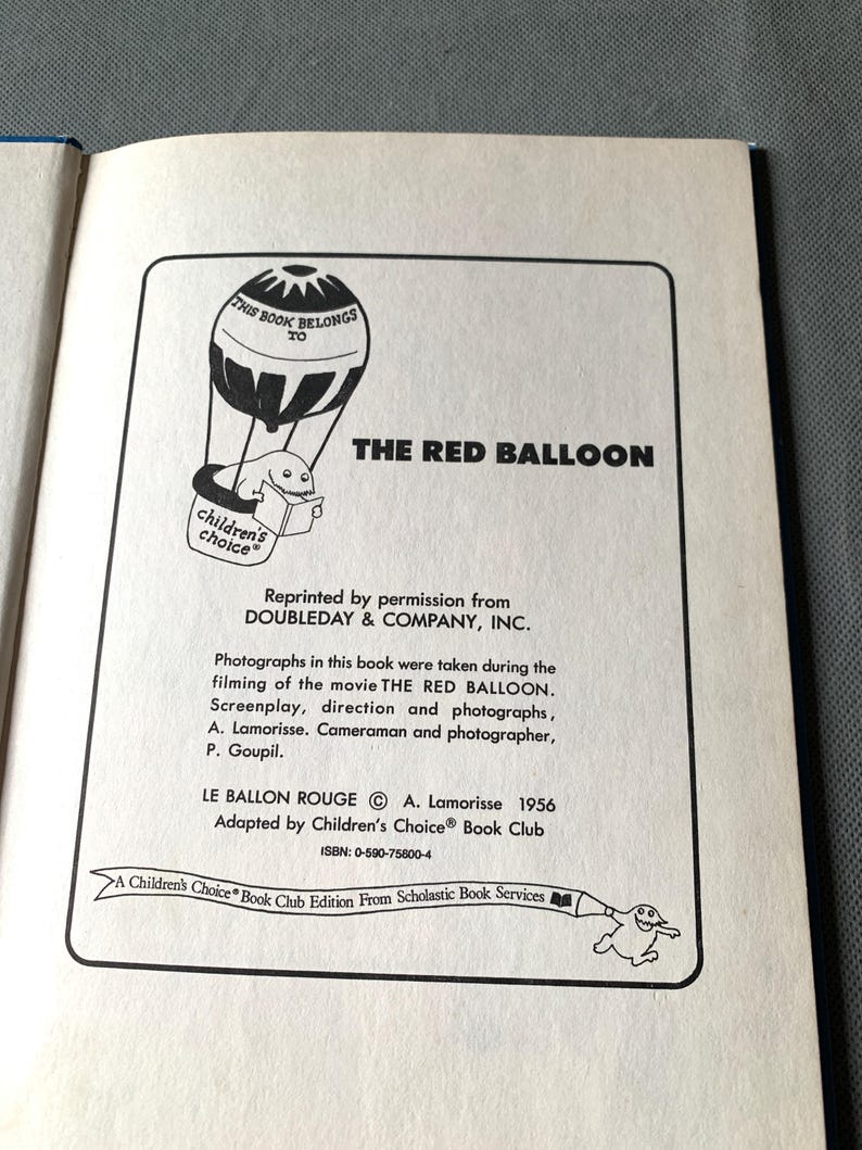 The Red Balloon - Hardcover Book - Based on an Oscar Winning Short Film ...