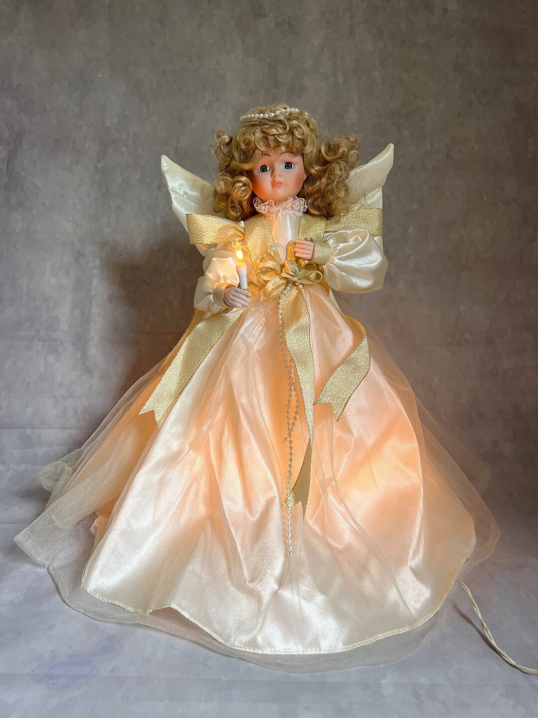 Extra Large Angel Tree Topper Lights up Gold Accents and - Etsy