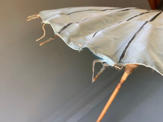 Antique handpainted parasol - fabric, wood and leathe… - Gem