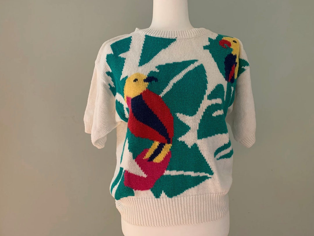 Parrot Sweater - Chunky Ramie Knit - Size Small - Etsy
