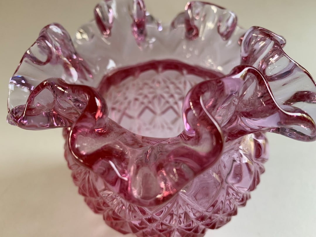 Pink Ruffle Vase by Fenton - Gorgeous Deep Rose Color - Etsy
