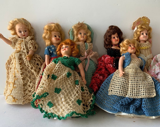 Set of 7 Hard Molded Plastic Dolls - Possibly Celluloid - 1940s - Each ...