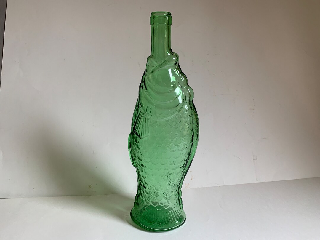 Vintage Italian Green Glass Fish Bottle - Beautiful Jade Green - Etsy