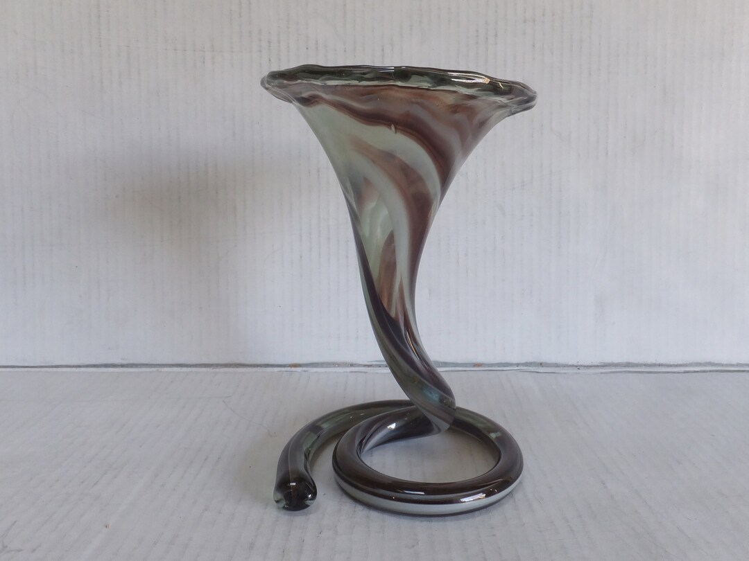 Vintage Sooner Glass Vase Coiled Base - Etsy