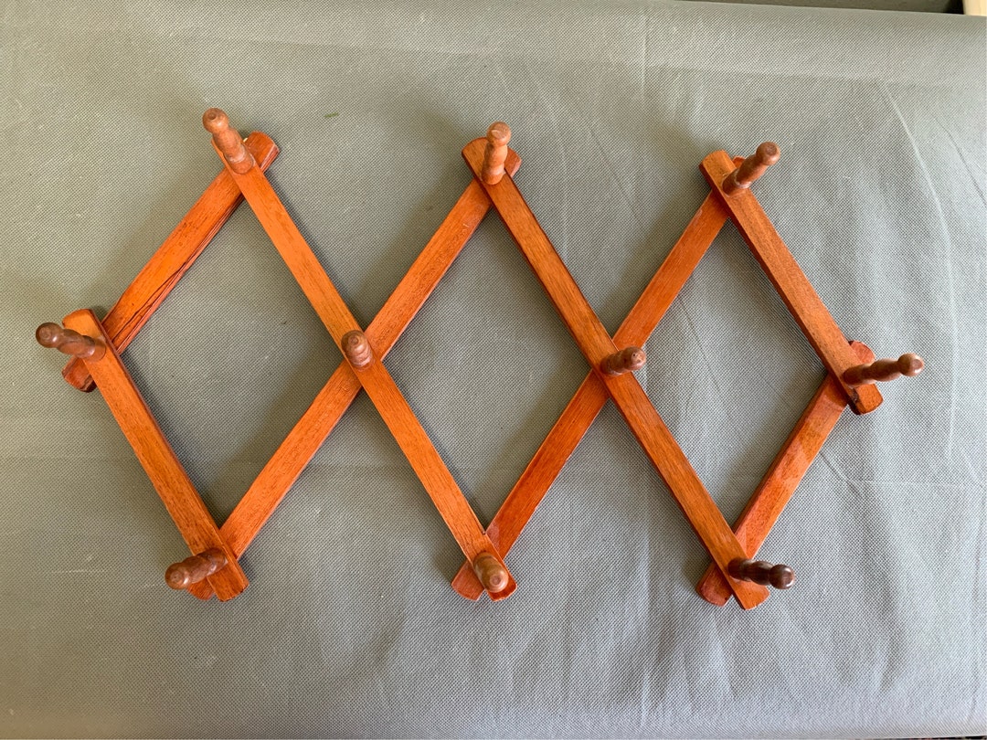 Vintage Wooden Peg Rack - Solid Wood - Great Patina - 10 Pegs - Etsy