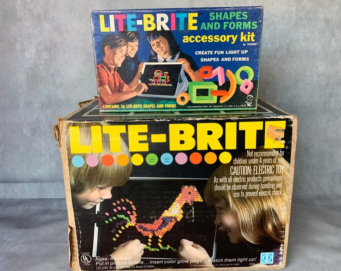 Vintage 1978 Lite-brite in Box - With 1967 Shapes and Forms Package - Etsy