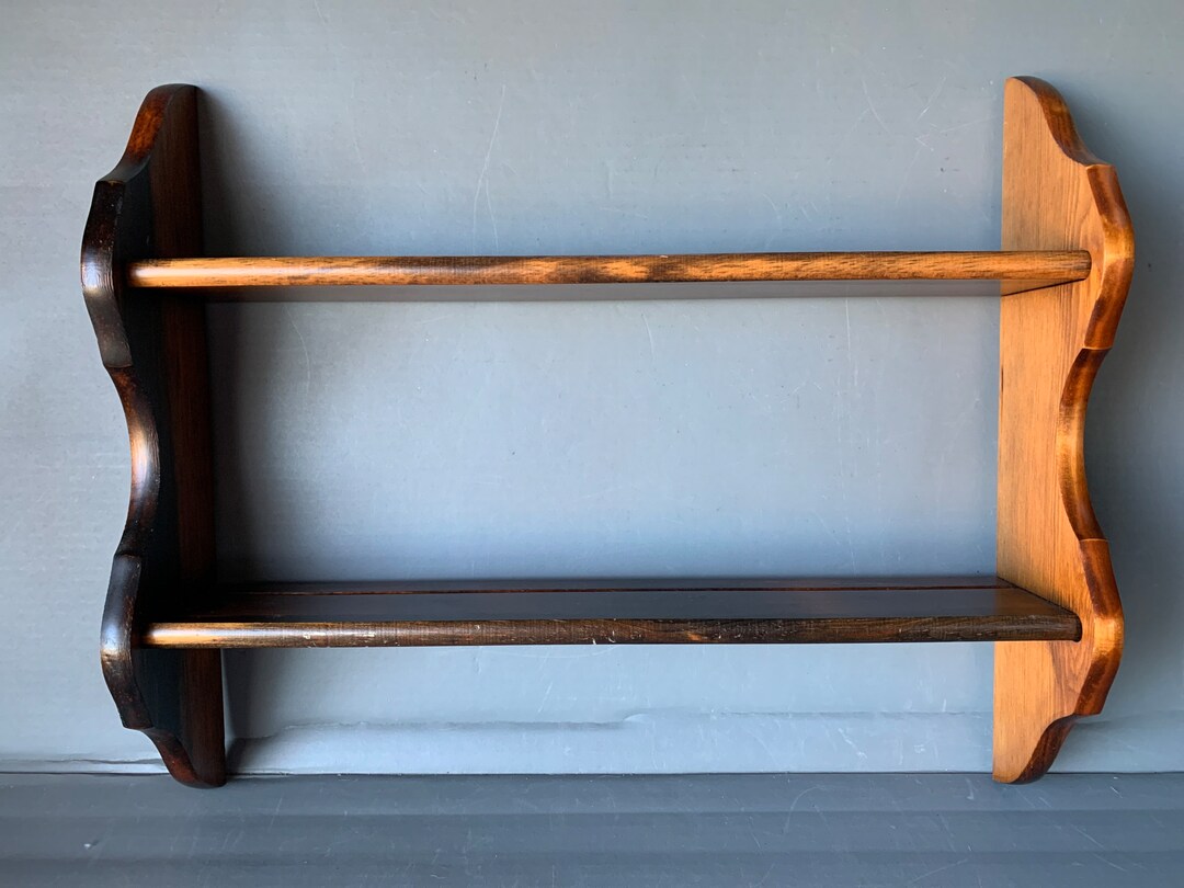 Two Tier Shelf - Solid Wood - Elegant Profile - With Plate Groove - Etsy