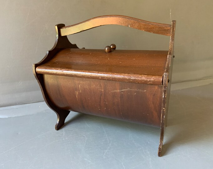 Beautiful Wooden Sewing Box - Elegant Handle, Two Doors, Spool Shelf - Etsy