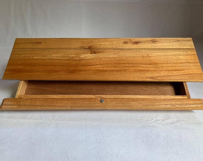 Secret Compartment Shelf All Wood With Hidden Drawer Medium Tone Finish ...