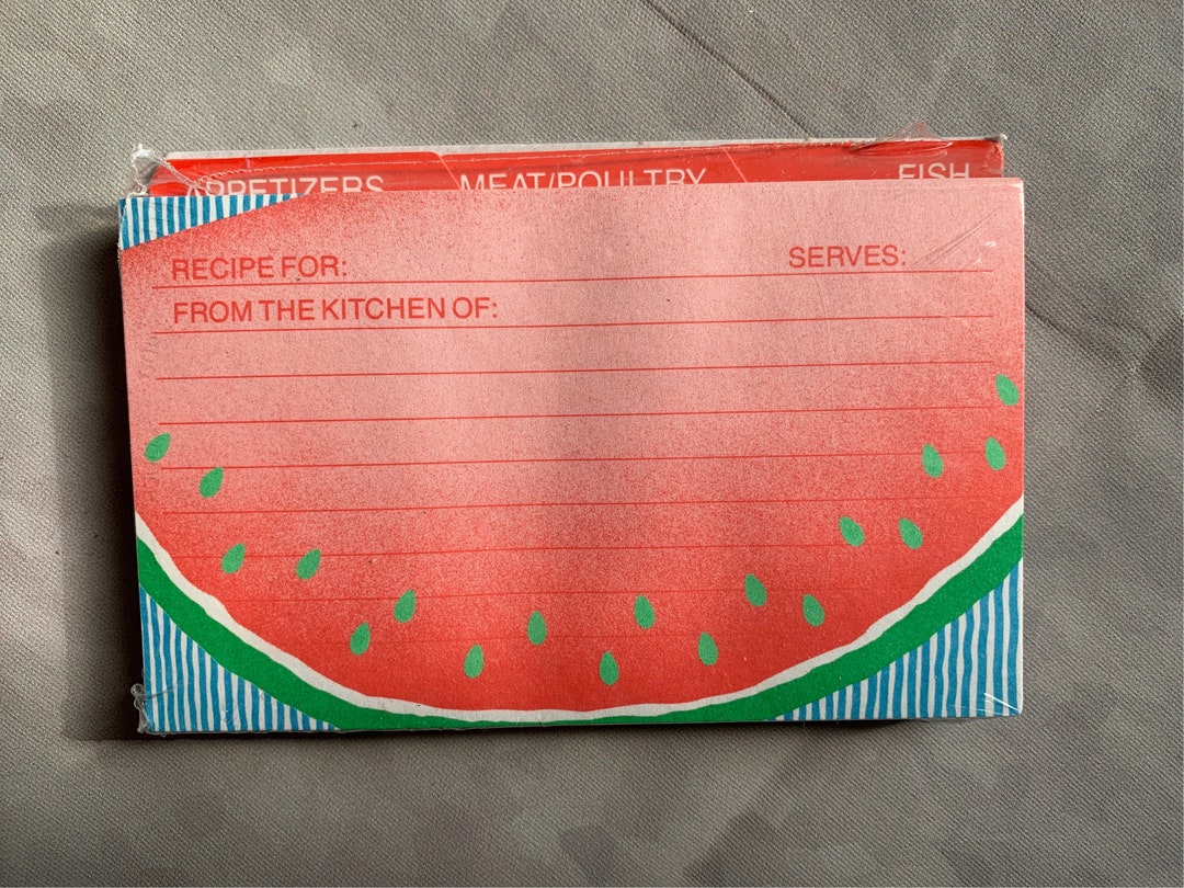 Vintage Recipe Cards Original Packaging Watermelon and Stripes - Etsy