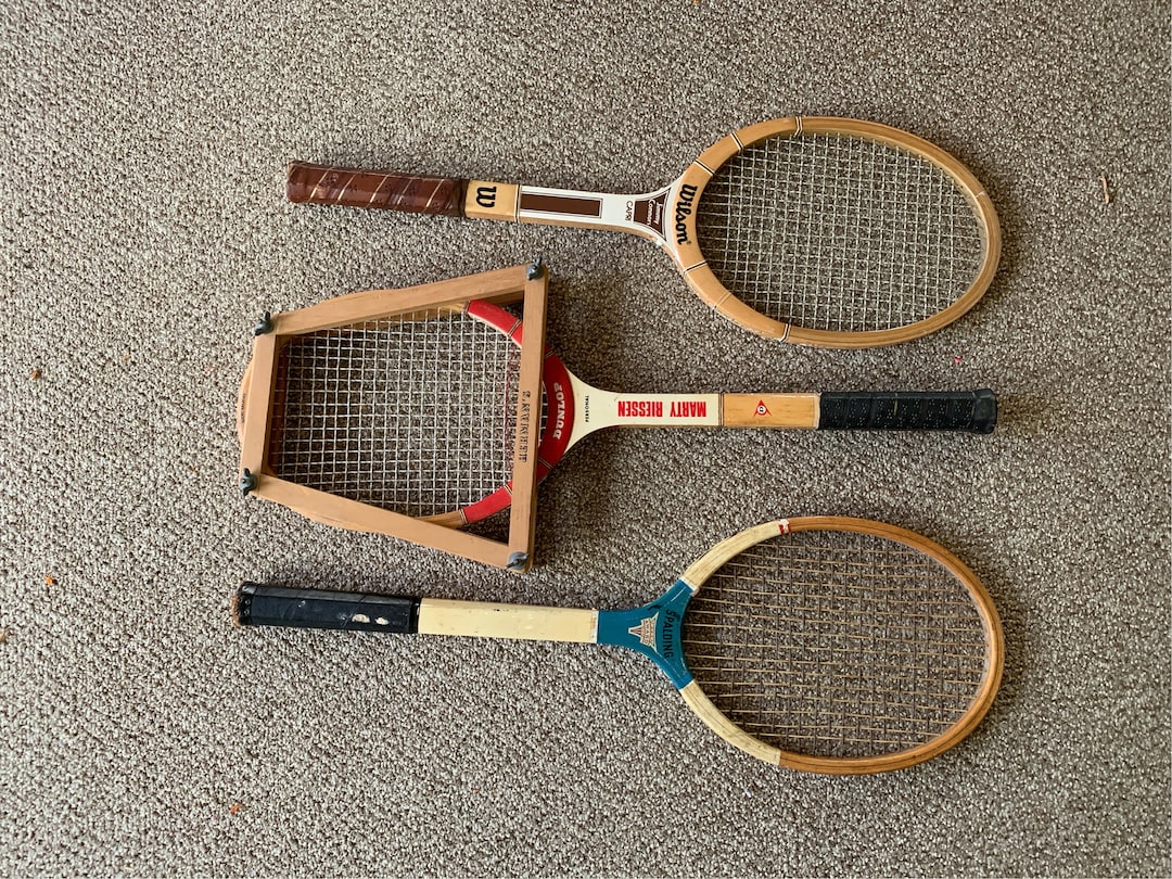 Vintage Tennis Racket Set 3 Rackets 1 Wood Press Wilson Jimmy Conners ...
