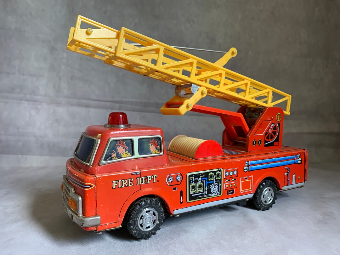 Vintage Yonezawa Tin Fire Engine Ladder Fire Truck With - Etsy