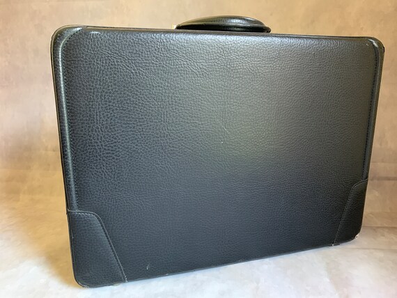 Expanding briefcase - textured black exterior - 1990s - Gem