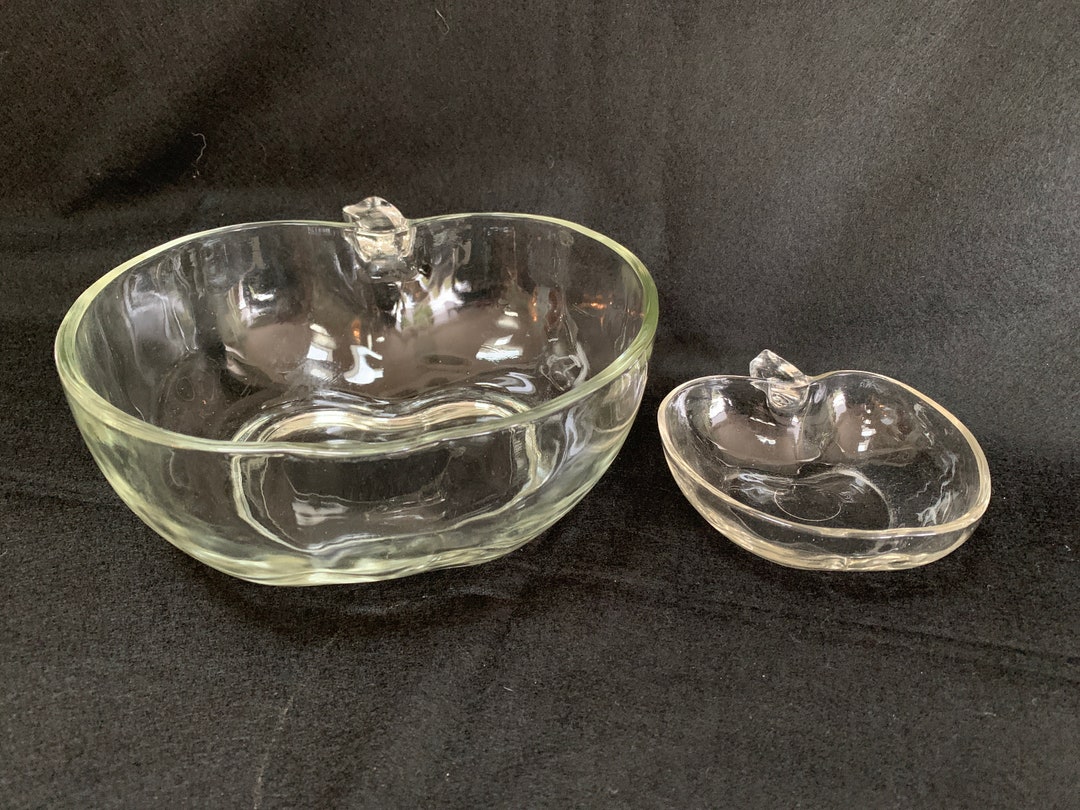 Pair of Apple Shaped Serving Dishes - Clear Glass - Etsy