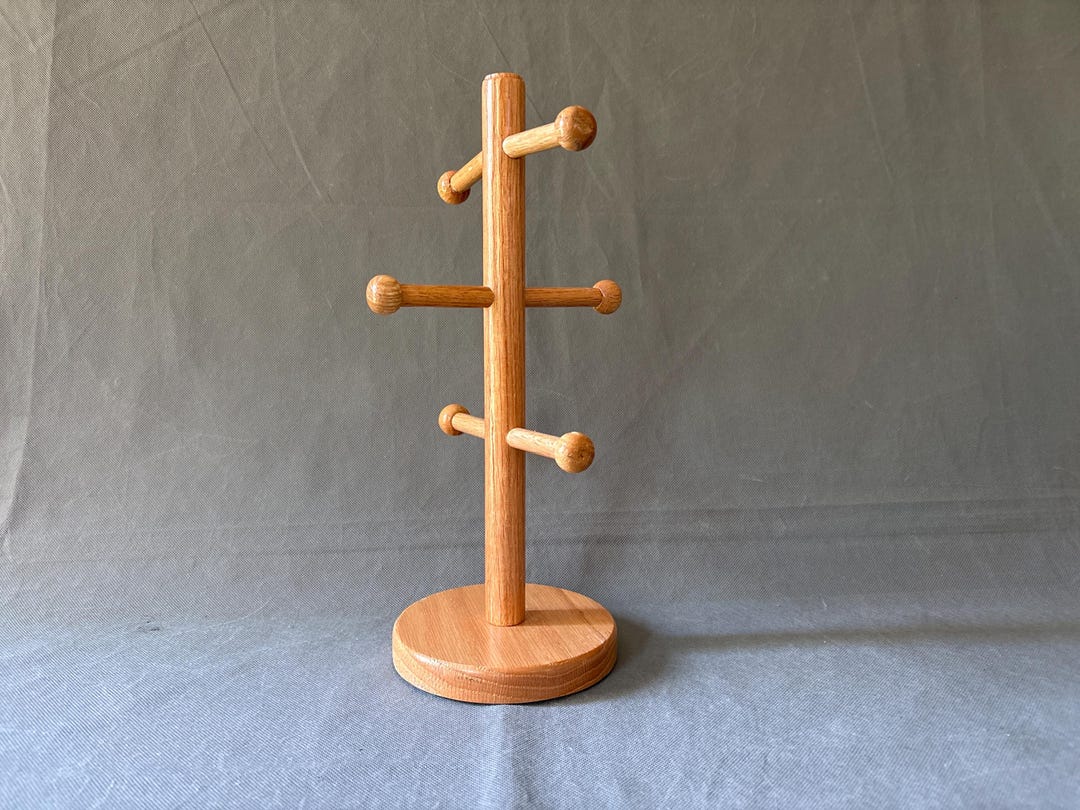 Vintage Mug Tree - All Wood - Light Finish - 1990s - Etsy