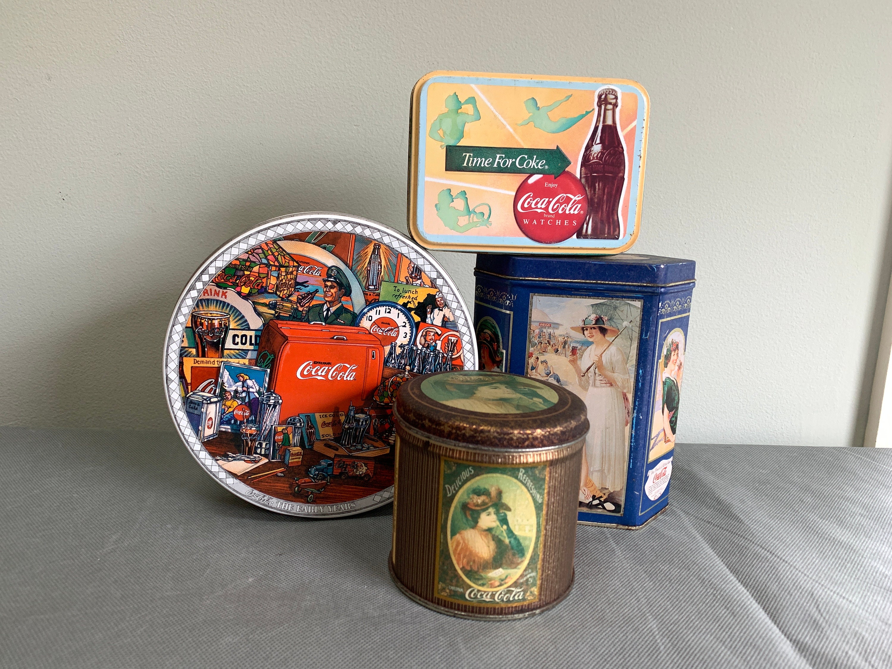 Set of 4 Tins, All Featuring Retro Coca Cola Ads - Great Shelf Decor or ...