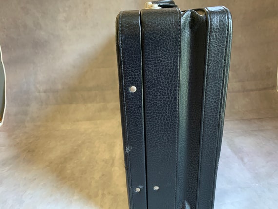 Expanding briefcase - textured black exterior - 1990s - Gem