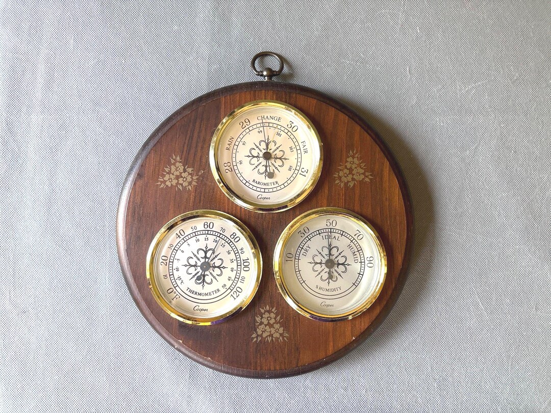 Vintage Thermometer, Hygrometer, Barometer on Wood - by Cooper - Etsy