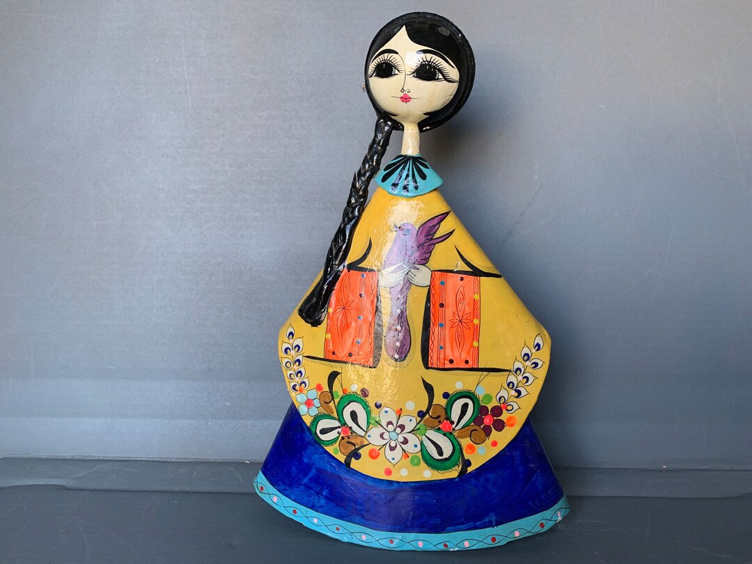 Mexican Art - Paper Mache Woman, Beautifully Painted - Etsy