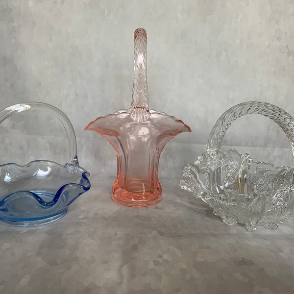 Vintage Glass Basket - Etsy