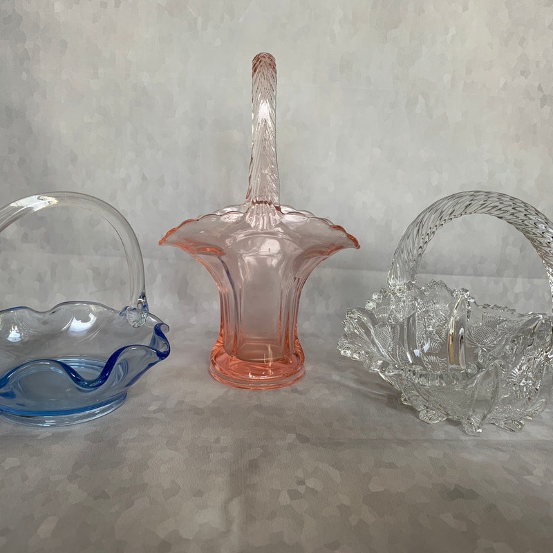 Vintage Glass Basket - Etsy