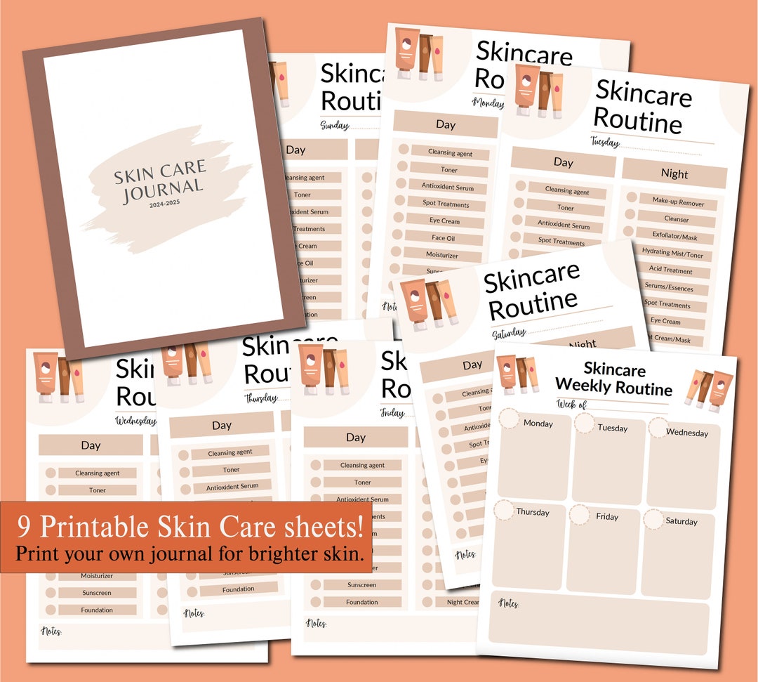 Skin Care Journal Printable Checklist Self-care - Etsy