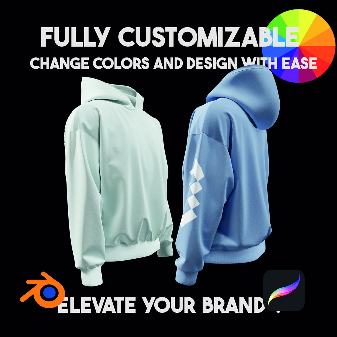 3D 360 Streetwear Hoodie Mockup, Blender Realistic Hoodie Mockup, 360 ...