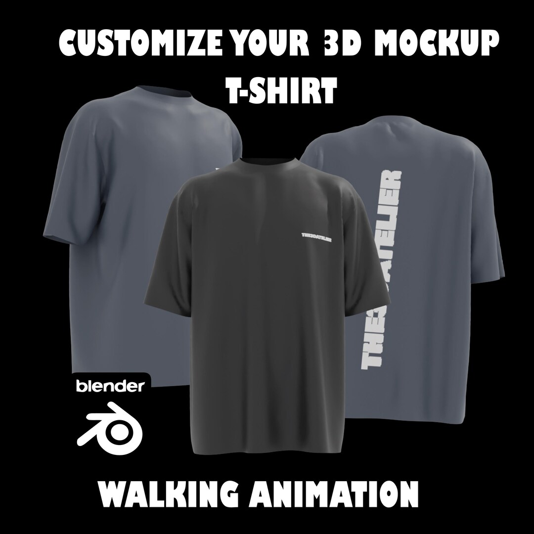 3D Mock up T-shirt Mockup, Blender Realistic T-shirt Mockup, Walking ...