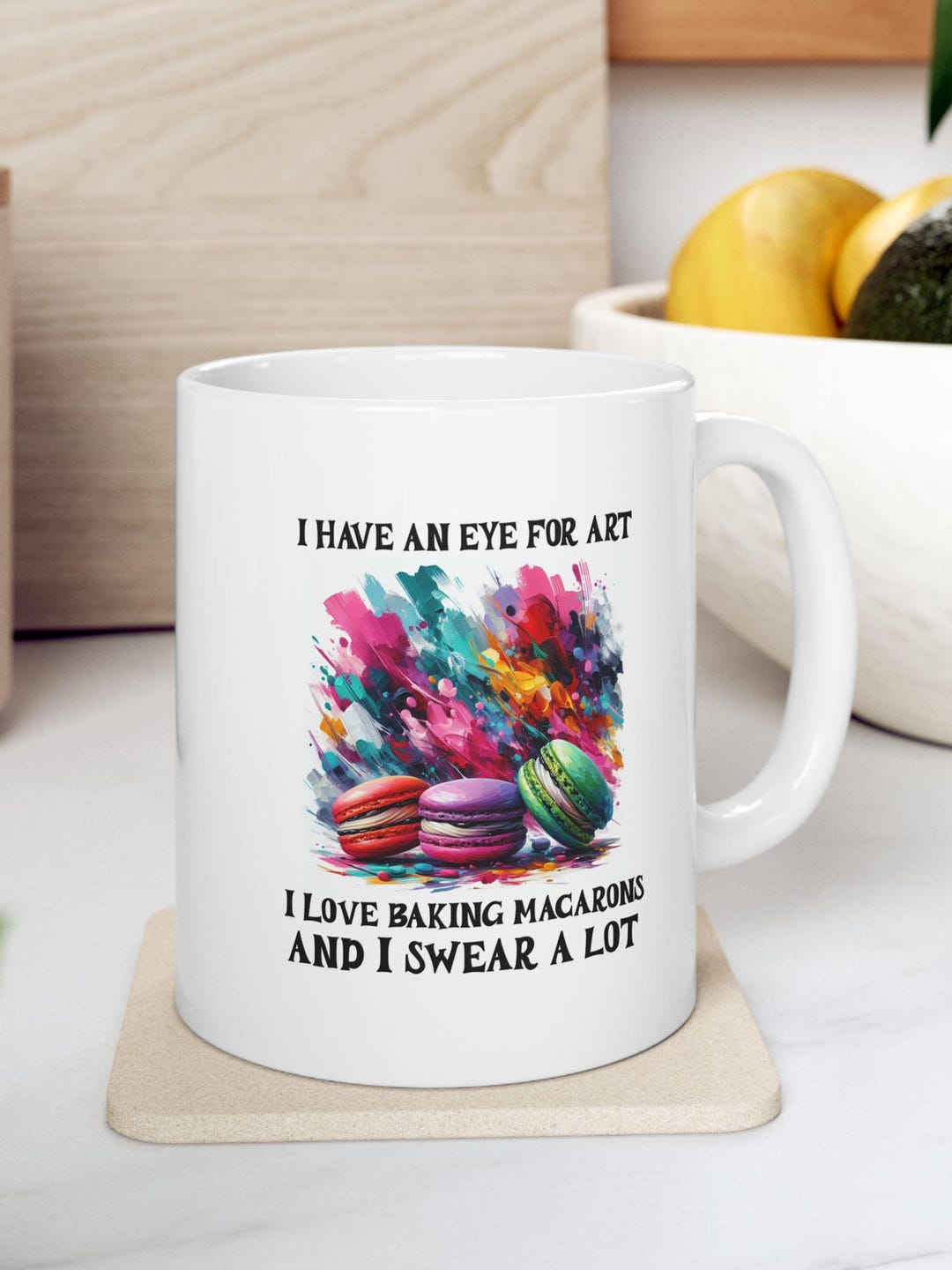Art Lover, Macaron, Swear Words Mug, Gift for Her, Cute Coffee Cup ...