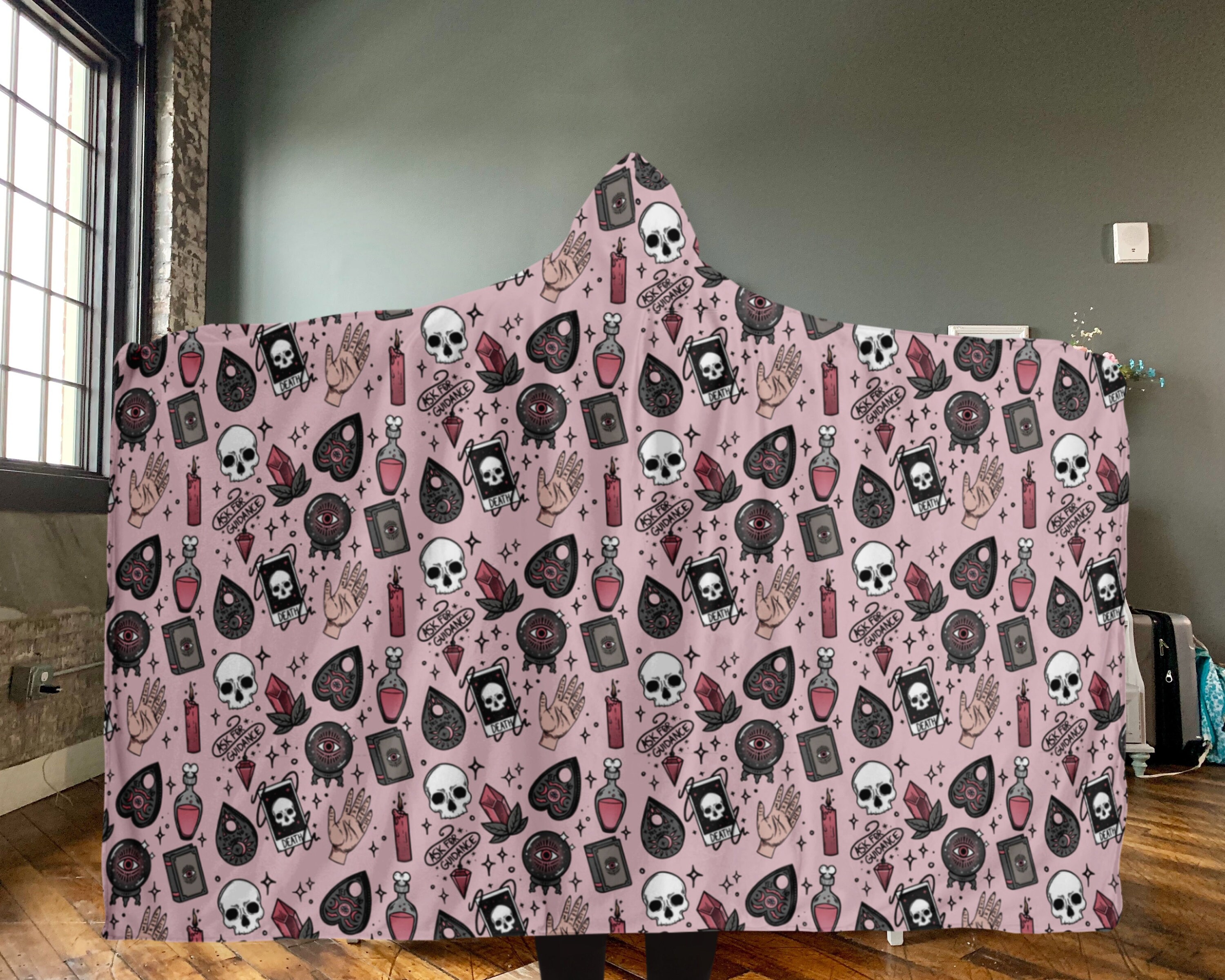 Pastel Goth Hooded Sherpa Blanket, Hooded Blanket Gift for Christmas ...