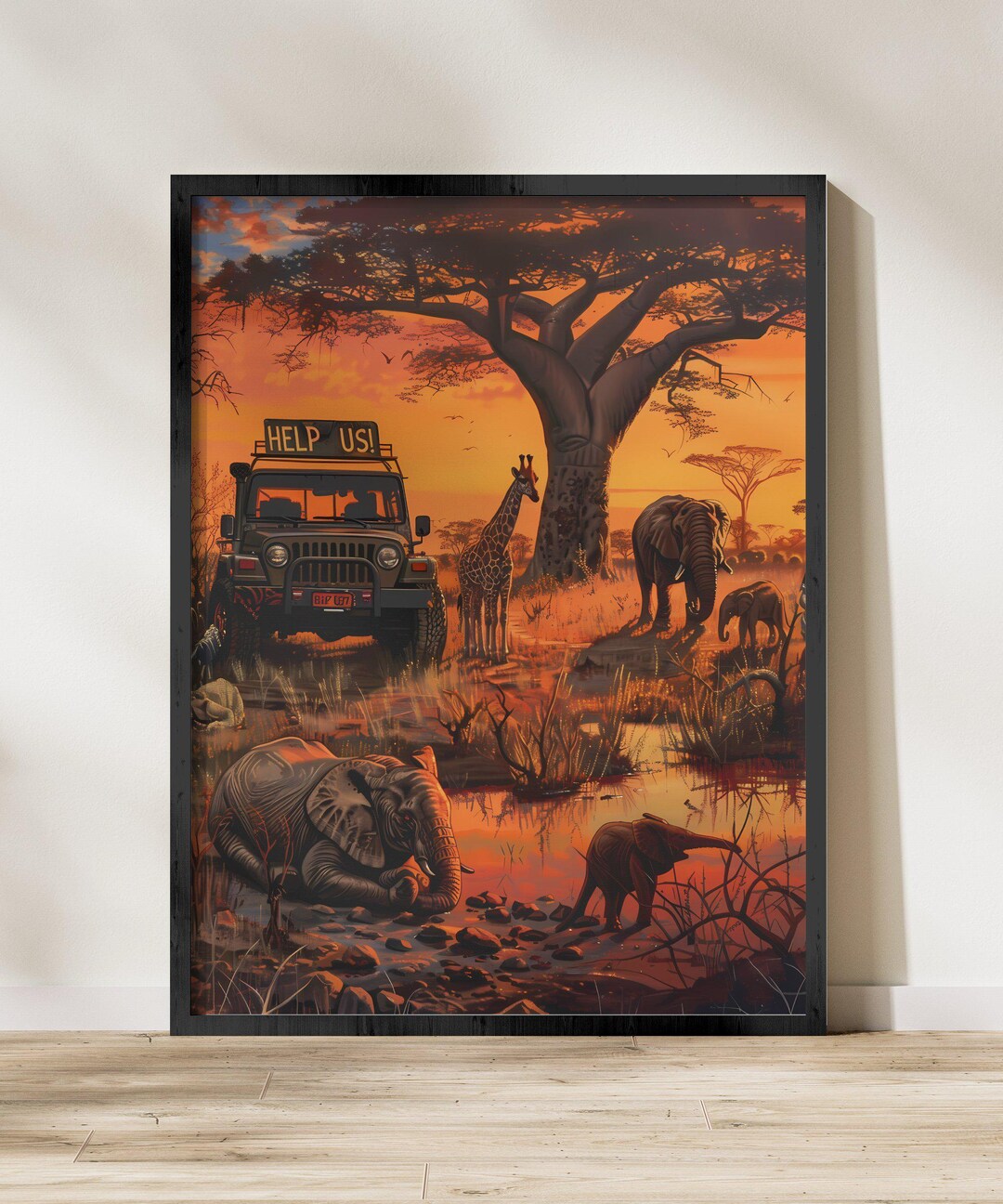 Beautiful African Sunrise Wildlife Safari Scene Wall Art, Africa ...