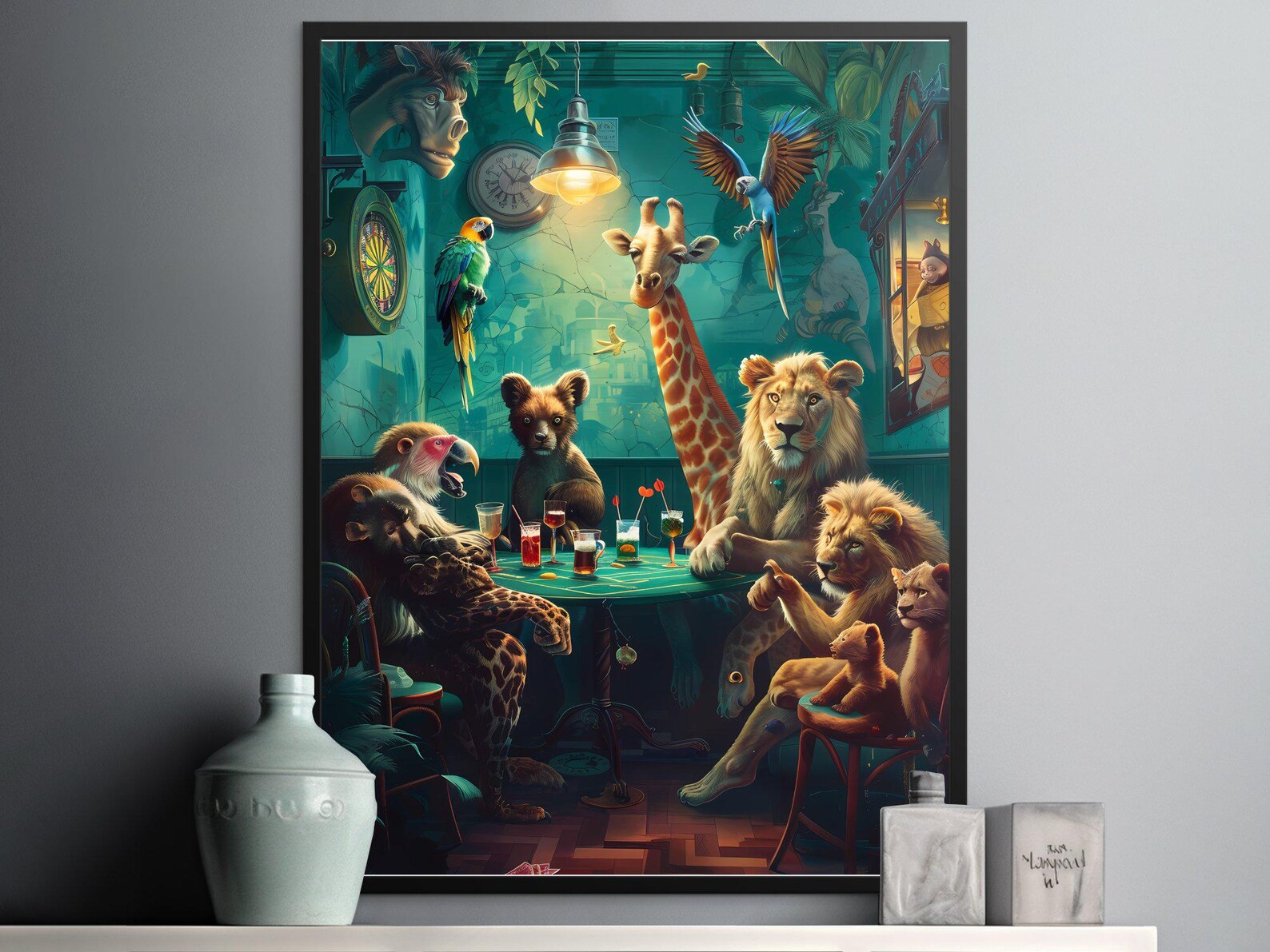Drunk Animals Wall Art, Fun Artwork for Bars and Pubs, Animal Poster ...